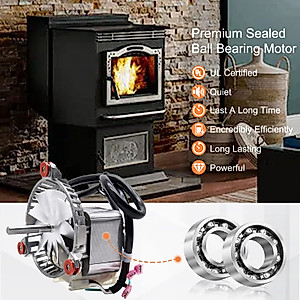 Criditpid Replacement 3-21-08639 Combustion Blower Motor for Harman P68, P43, P61, P61A, Accentra 52i, Advance, P38 Pellet Stoves, With 3-20-502221 Double Paddle Fan Blade.
