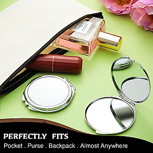 6 Pieces Sublimation Pocket Makeup Mirror Sublimation Metal Compact Mirror Sublimation Travel Makeup Mirror for Women Men Home Travel Use