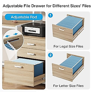 LITTLE TREE 63 Inch Computer Desk with File Drawer Cabinet, Home Office Desks with Ergonomic Monitor Stand