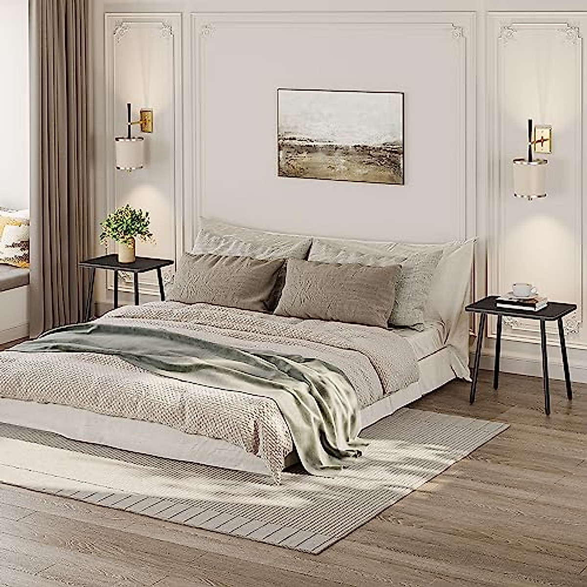 HOOBRO Side Tables Set of 2, Small Accent Table End Table for Small Spaces, Modern Minimalism Nightstand Beside Table for Living Room, Bedroom, Balcony, Easy Assembly, Black BB87BZP201