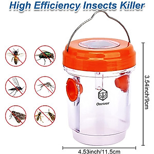 Petoor Wasp Traps for Hunting Wasps, Bees, Hornets, Insects, Yellow Jacket Traps, Wasp Trap Catcher, Reusable Solar Powered Hanging for Outdoor, 2 Packs