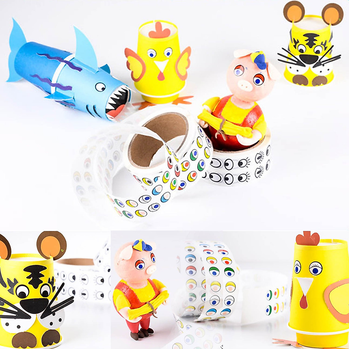 Lependor Black White Eye Stickers Labels -2000 Pcs Per Roll