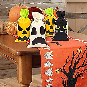 JOYIN 12 Halloween Goody Canvas Bags 8.5” x 4.75” for Kids Trick or Treat Candy Bags, Gift Goodie Bags, School Classroom Hangout, Party Favor Supplies