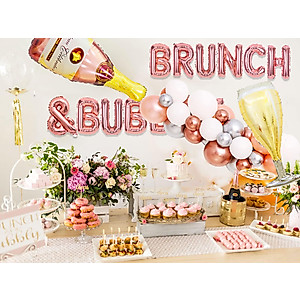 LaVenty 45 PCS Brunch & Bubbly Decoration Brunch and Bubbly Bridal Shower Decoration Brunch & Bubbly Sign Banner Floral Bridal Shower Decoration