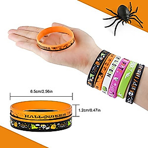 FEPITO 36Pcs Halloween Silicone Wristbands Halloween Party Goodie Bag Filler Trick or Treat Gifts, 6 Styles