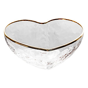 Glass Heart Bowl Clear Serving Bowls Set Heart Shaped Salad Bowls Love Bowl Irregular Bowls for Fruits Salad Dessert Ice Cream