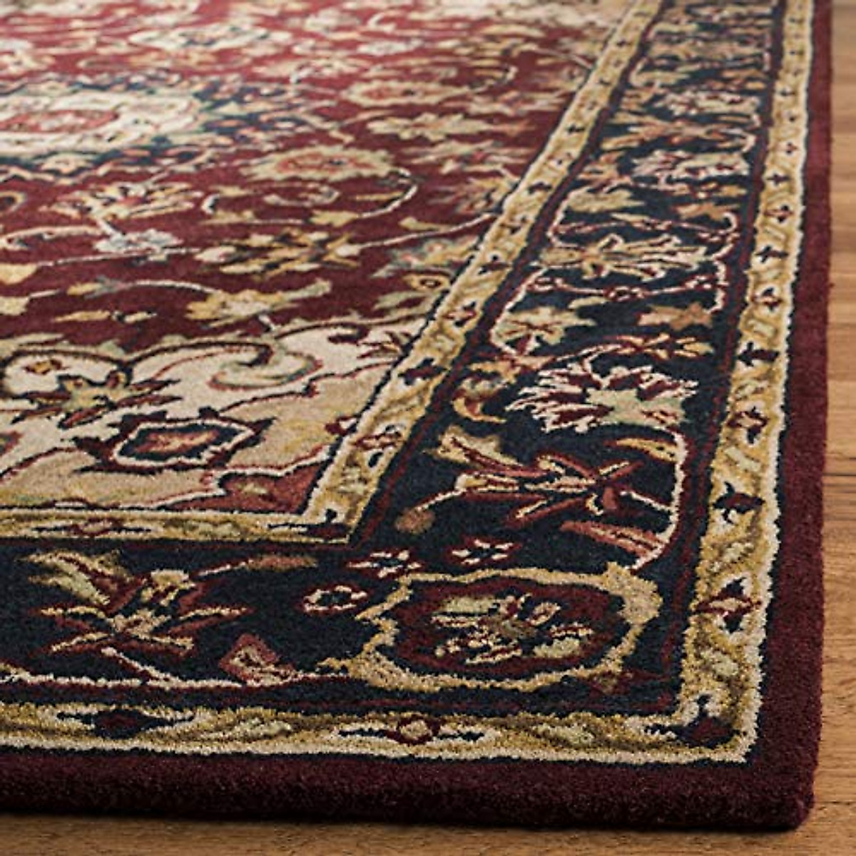 SAFAVIEH Classic Collection Area Rug - 8'3" x 11', Burgundy & Navy, Handmade Traditional Oriental Wool, Ideal for High Traffic Areas in Living Room, Bedroom (CL362A)
