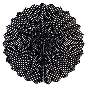 18pcs Party Hanging Paper Fans Set Black White Round Paper Fans Decorative Pattern Folding Fans Halloween Hanging Paper Fan Garlands for Halloween Birthday Wedding Graduation Events Accessories