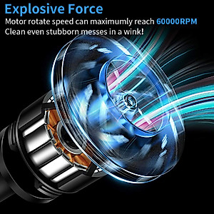 AFMAT Cordless Air Duster, Mighty Air Blower & Vacuum 2-in-1, Powerful 60000RPM & 8000PA Electric Air Duster, Rechargeable Deep Clean Compressed Air for Computer Keyboard Electronics Fan Car Cleaning