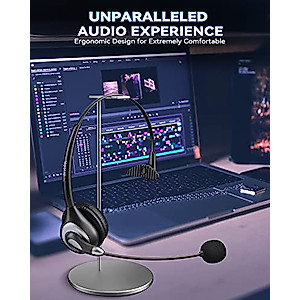 Wantek Corded USB Headsets Mono with Noise Cancelling Mic and in-line Controls, UC Business Headset for Skype, SoftPhone, Call Center, Crystal Clear Chat, Super Lightweight, Ultra Comfort (UC600)