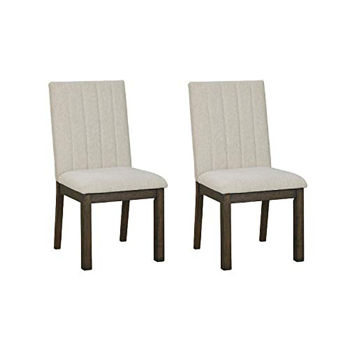 Signature Design by Ashley Dellbeck Contemporary Upholstered Channel Stiched Dining Chair, 2 Count, Beige