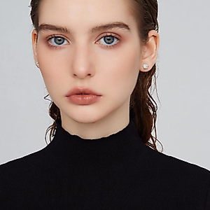 GEORGE · SMITH Earrings for Women, 925 Sterling Silver Flower Stud Earrings Hypoallergenic Sliver Earrings, 5A Cubic Zirconia Earrings Jewelry Gifts for Anniversary Birthday Mother‘s Day for Women