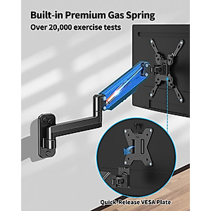 MOUNTUP Monitor Wall Mount for 17-35 Inch Computer Screen, Gas Spring Single Monitor Arm with VESA Extension Kit for VESA 75x75, 100x100, 100x200, 200x100, 200x200, Support 4.4-26.5lbs Display, Black