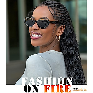 FEISEDY Sunglasses Womens, Retro Oval Cateye Sun Glasses Men, Small 90s Style B4128