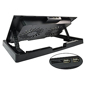 AABCOOLING NC80 - Cooling Pad with 2 Fans and Blue Backlight, Laptop Fan, Silent Laptop Cooling Pad, Gaming Laptop Cooler, PS4 Cooling Pad