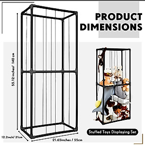 Stuffed Animal Storage Standing Storage Organizer Display Large Stuffed Animal Holder Plush Toy Storage for Kids Room Playroom Bedroom Nursery, Easy to Assemble PVC (Black)