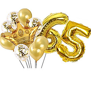 Kunggo Gold 65th Birthday wedding anniversary Party Decorations Supplies,Gold Number 65 Foil Mylar Balloons Latex Balloons Decoration,Funny sweet 65th Birthday for GirlsboyWomenMen.