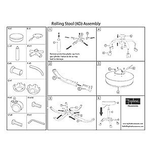 Topline Housewares 360-Degree Rolling Swivel Adjustable Stool Chair - Black/Blue