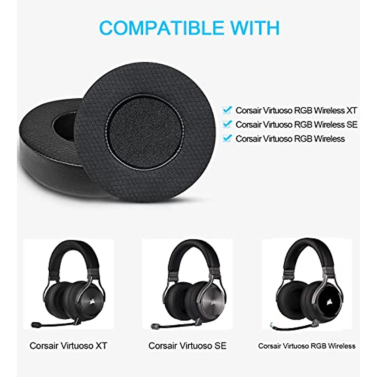 Virtuoso RGB Wireless XT/Virtuoso RGB Wireless SE Earpads Upgrade Ear Cushions Pads Cooling Gel Earcups Replacement for Corsair Virtuoso XT/Corsair Virtuoso SE/Corsair Virtuoso RGB Wireless Headset