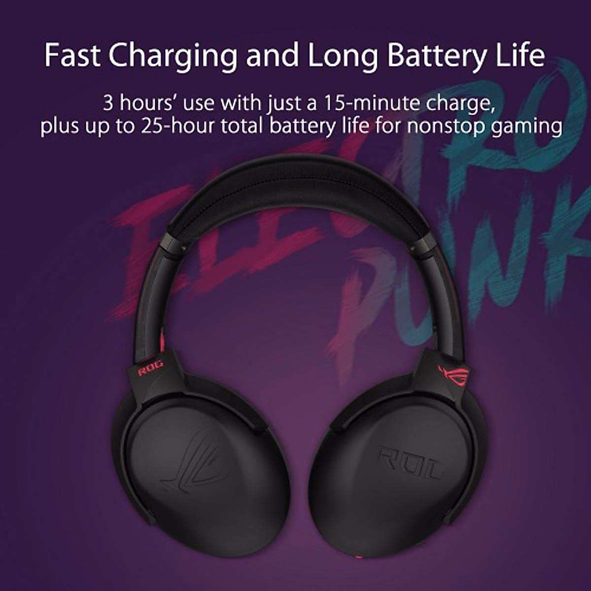 ASUS ROG Strix Go 2.4 Electro Punk Wireless Gaming Headphones with USB-C 2.4 GHz Adapter | Ai Powered Noise-Cancelling Microphone | Over-ear Headphones for PC, Mac, Nintendo Switch, and PS4