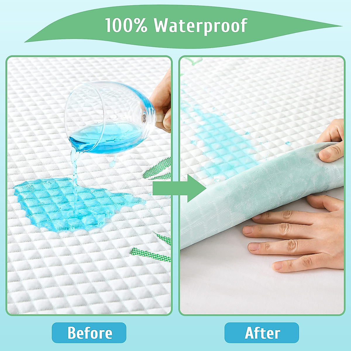 Lunsing Queen Size Mattress Protector, Waterproof, Cooling, Breathable Queen Mattress Pad Cover, 6-18 inches Deep Pocket