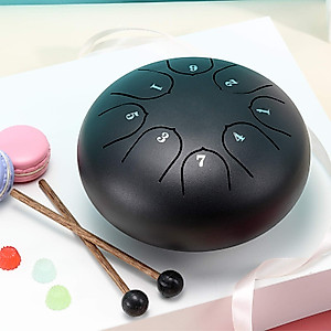 Rain Drum, Upgraded Rain Drum for Outside, Rain Drum for Garden 8 Notes 6 IN, Rain Chimes for Outside, Steel Tongue Drum, Tongue Drum (Black)