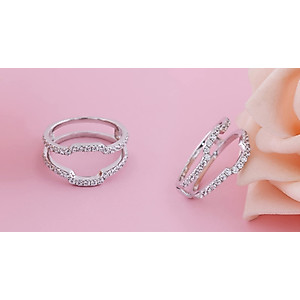 Dazzlingrock Collection Cubic Zirconia Wedding Enhancer Ring Guard Ring for Women (0.75 ctw, White, Clarity Clean) in 925 Sterling Silver Size 7