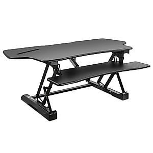 Mount-It! Electric Standing Desk Converter, 48 Inch Extra Wide Motorized Sit Stand Desk with Built in USB Port, Ergonomic Height Adjustable in Black (MI-7962)