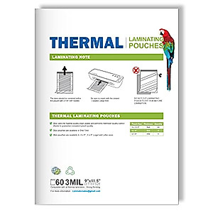 Thermal Laminating Sheets, 3 Mil Glossy Laminate Pouches 9" x 11.5" Letter Size Lamination Film to Preserve Photos Crafts Education Supplies for Use with Laminators, 60 Pack Clear Laminated Sheets