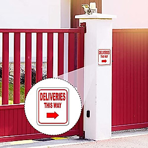 Deliveries This Way w/Right Arrow Outdoor Sign - Delivery Driver Delivery Instructions for My Packages from Amazon, FedEx, USPS, UPS - Indoor Outdoor Signs for Home, Work - 8.5" x1 0"