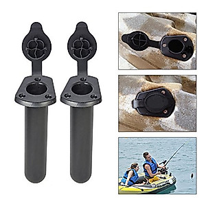 2 Pieces Fishing Rod Holder Cap and Gasket Kit fit for Flush Mount Rod Holder Kayak Boat Fishing Accessory