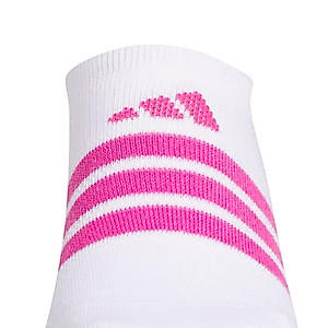 adidas Women's Superlite Super No Show Socks (6-pair), White/Lucid Fuchsia Pink/Blue Fusion, Medium