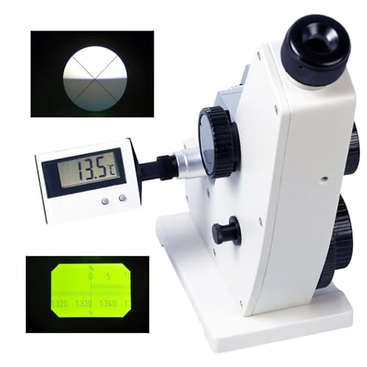 HFBTE Portable ABBE Refractometer Brix Refractometer Monochromatic Refractometer with Refractive Index nD 1.3000-1.7000 for Sugar Solution,Beverage,Oil,Food,Pharmaceutical,Paint,Petroleum,Etc