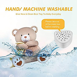 BEREST Rechargeable Sleep Soother Heartbeat Dreamy Bear, Baby Cry Sensor Lullabies & Shusher White Noise Machine, Nursery Decor Night Light Projector, Toddler Crib Sleeping Aid Baby Shower Gifts Teddy