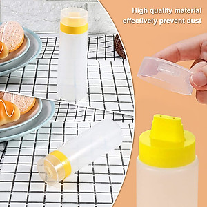 YIKEXIAOSHULIN Squeeze Bottle Transparent Condiment Bottle Dispenser 4 Holes Sauce Bottle with Cap for Ketchup Mustard Mayo Dressing Hot Sauce