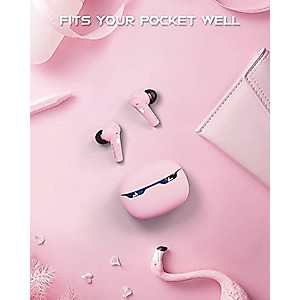 Black Shark Bluetooth Earbuds Wireless Earbuds with Emoji LED Light, Gaming Earbuds with 45ms Ultra Low Latency, Bluetooth 5.1, Music and Gaming Dual Modes, 24H Playtime, IPX5 Waterproof- Pink