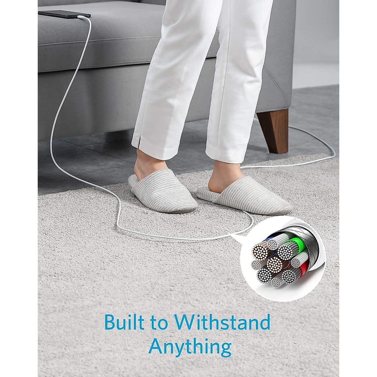 Anker USB C Cable, Powerline III USB-C to USB-C Cable 2.0(60W 10ft), USB C Fast Charging Cable for MacBook Pro 2020, iPad Pro 2020, Switch, Samsung Galaxy S20 Plus S9 S8 Plus, Pixel, and More (White)