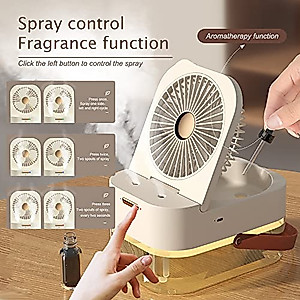 Portable Air Conditioner Fan, Mini Personal Evaporative Air Cooler with 3 Speeds, LED Light, Timing Functio, 3 IN 1 Personal Desk Air Conditioner Fan For Room, Camping, Car and Office (Pearly white)