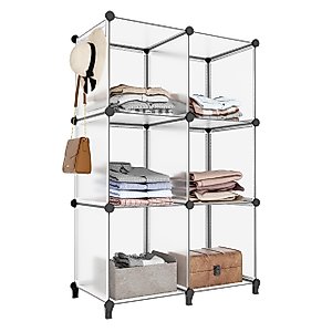 Closet Organizers and Storage 162L Closet Organizer 6 Cube Closet Shelves with Hook for Handing Storage Shelves for Storage Bins for Closet Storage