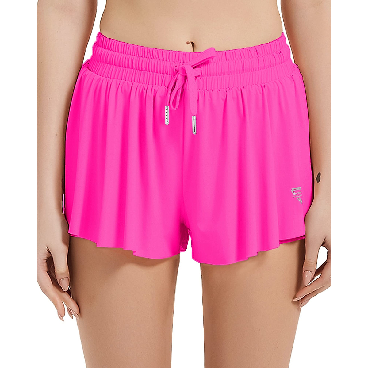 Memorose Flowy Running Shorts for Women Summer Causal Spandex Athletic Workout Shorts with Pockets Bright Pink