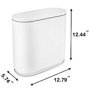 Sooyee 10 Liter Rectangular Plastic Trash Can Wastebasket with Press Type Lid,2.4 Gallon Garbage Container Bin for Bathroom,Powder Room,Bedroom,Kitchen,Craft Room,Office (Cream White)