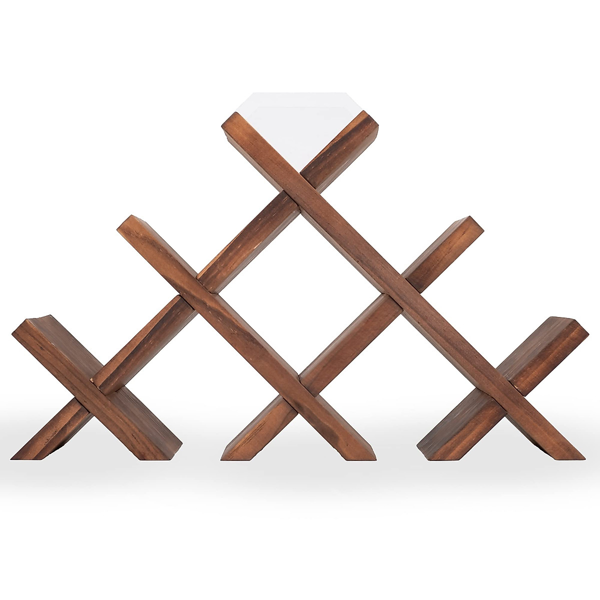 Rustic State Alella Countertop Wine Rack with Cork Opener - 8 Bottle Holder Cork Storage - Butterfly Sleek Design Freestanding Wood Tabletop Wine Display - Home Bar Décor - Walnut