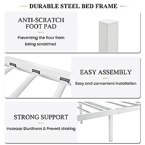 SHA CERLIN Twin Size Bed Frame for Kids,Metal Bed Frame with Butterfly Pattern Design Headboard & Footboard,No Box Spring Needed,Easy Assembly,White