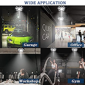 HBESTIE LED Garage Lights, 180W Deformable LED Shop Lights with 12 Adjustable Multi-Position Panels, 18000LM 6500K Warehouse LED Garage Ceiling Lights,E26 E27 Base Bay Light for Workshop,Barn,Yard