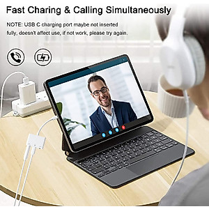 USB C to 3.5mm Headphone Adapter,3 in 1 Dual Headphone Audio Jack Splitter with PD Fast Charging Port for Samsung Galaxy S22 S21 S20 S10 S9,2018 iPad Pro,Google Pixel 4,HTC,Huawei etc (White)