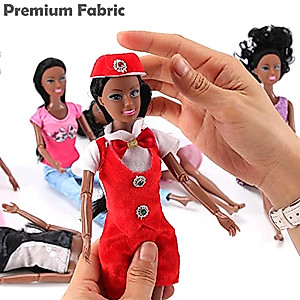 6 Set of African American Black Toy Dolls - 11.5" Premium Fashion Style Diversity Role Play Dolls, Bundle Variety Pack for Kids, Girls Party Favors