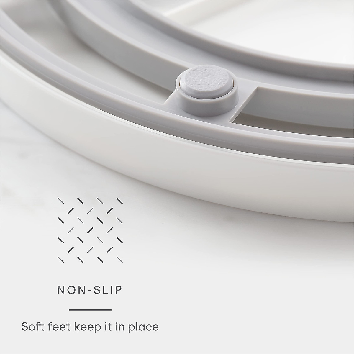 YouCopia Crazy Susan Two-Tier Turntable, Height-Adjustable Lazy Susan Organizer for Kitchen Cabinet and Pantry Organization and Storage, White