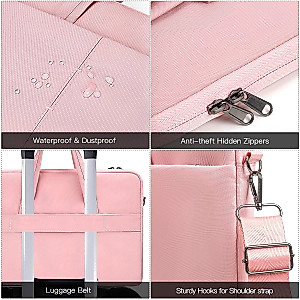15.6 Inch Laptop Sleeve Shouler Bag Women Ladies Case for Macbook Pro 16 M3 M2 M1, Dell Inspiron 15, HP Envy/Pavilion 15.6, Acer Aspire 15, Lenovo IdeaPad 3 15.6, ASUS Chromebook MSI 15.6 Case, Pink