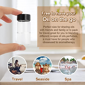 Furnido 20ml Glass Sample Vial,20 Pcs Empty Refillable Glass Bottle with Black Screw Caps,Essential Oil Bottle Storage Liquid Sampling Collection Container,20 Label (Clear)