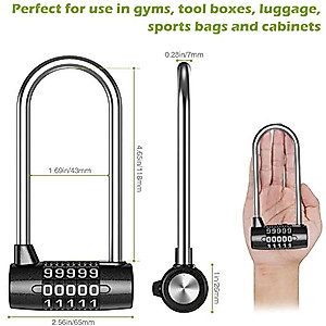 Large Lengthened Beam Locker Cabinet Door Handles Combination Lock Padlock Combination Lock, Gym Lock, 5 Digit Combination Padlock, Safety Padlock, Safety Lock, Luggage Locker, Wardrobe, Gym Locker,
